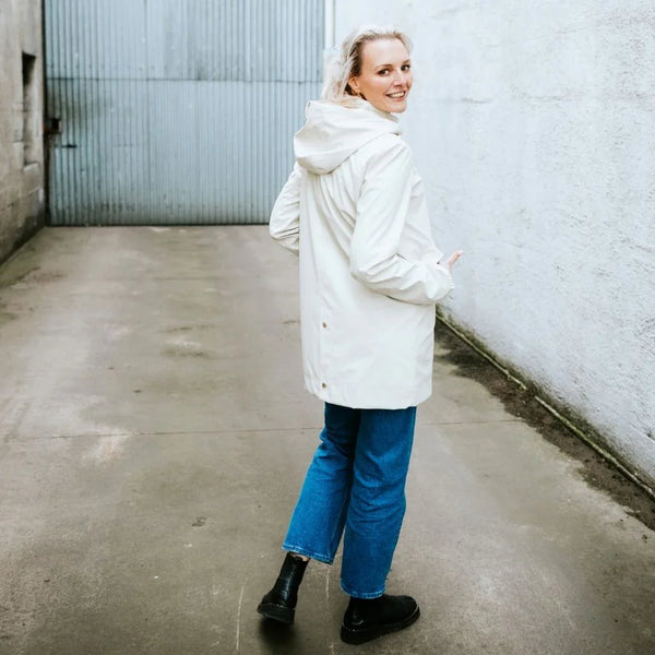 Anika Women's Rain Coat | Cream | Off White - Moke Apparel