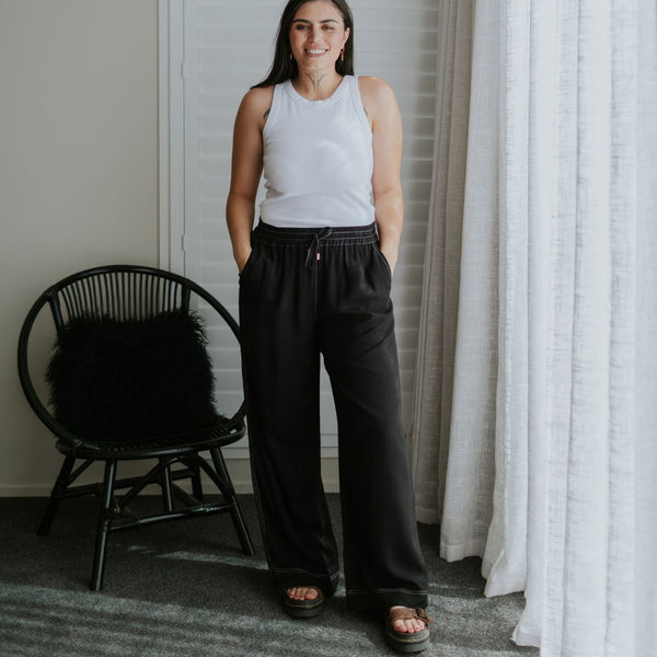 Bowie Pants – Wide-Leg Linen Blend Pants | Black - Moke Apparel