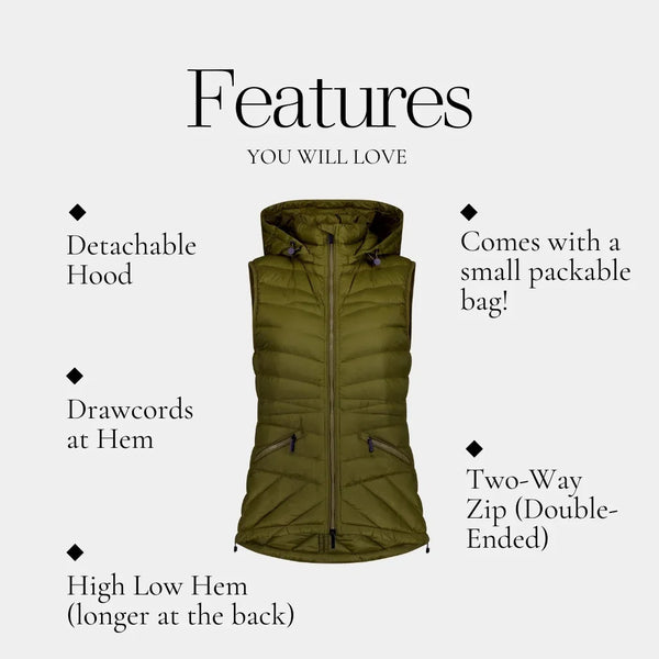 Mary-Claire Women's 90/10 Packable Down Vest | Loden | Khaki Green ...
