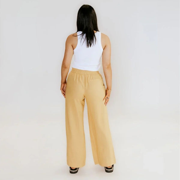 Isla Women's Linen Pant | Biscuit | Yellow - Moke Apparel