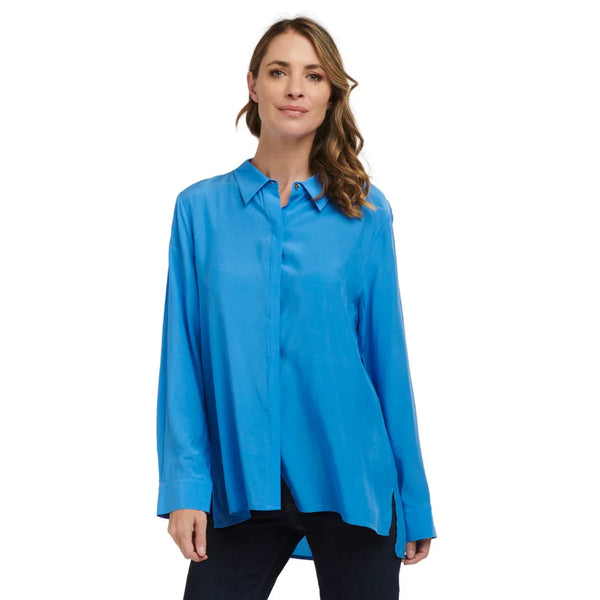 Katie Women's Cupro Blouse | Cornflower | Blue - Moke Apparel