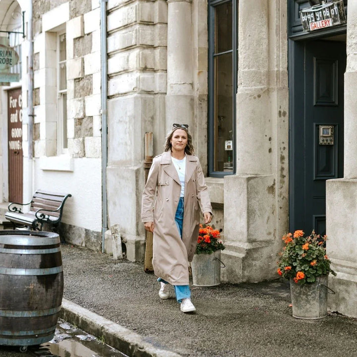 Kim Women's Trench Raincoat | Oyster | Taupe - Moke Apparel