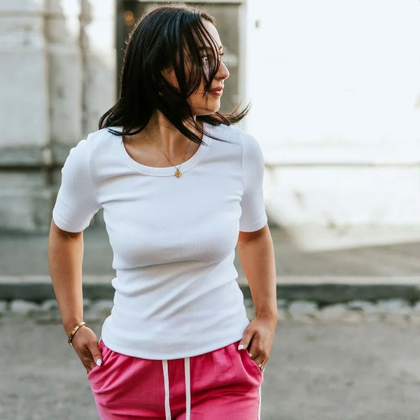 Meme Women's Cotton Ribbed Tee | White - Moke Apparel