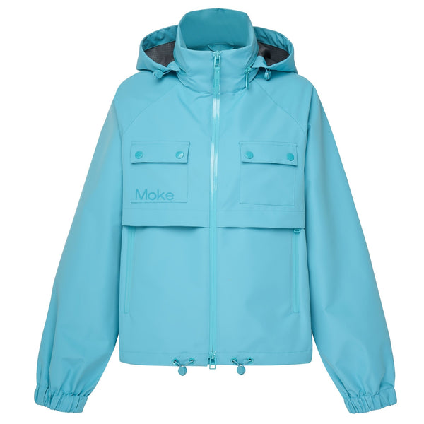 Women’s Short Waterproof Blue Rain Jacket | Lightweight Sporty Rainwear ...