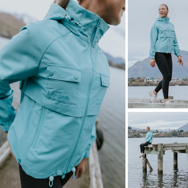 Women’s Short Waterproof Blue Rain Jacket | Lightweight Sporty Rainwear ...