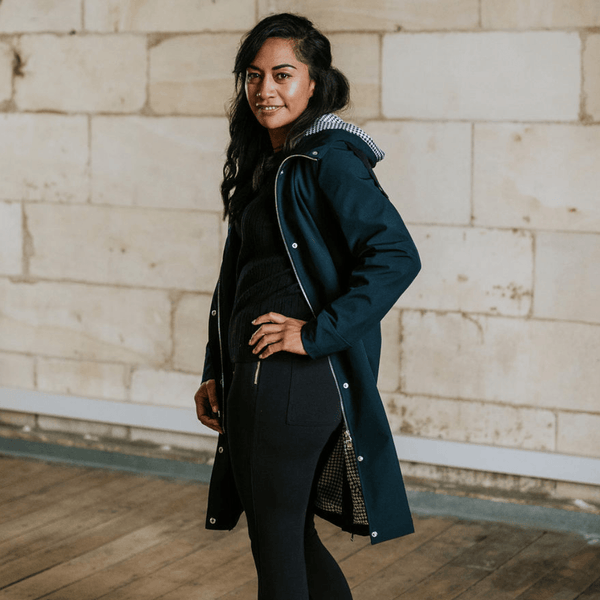 Rach Women's Long-Lined Soft Shell Coat - Navy - Moke Apparel