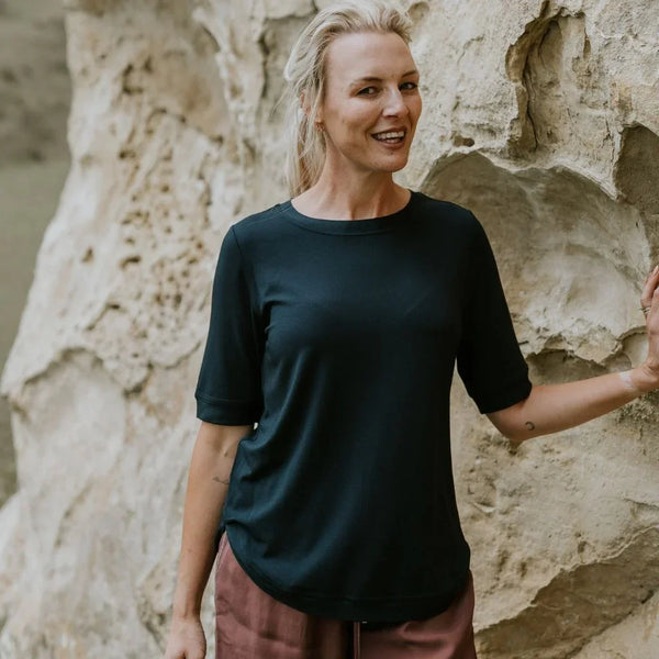 Ruby T-Shirt | Women’s Buttery Soft Modal Tee | Black - Moke Apparel