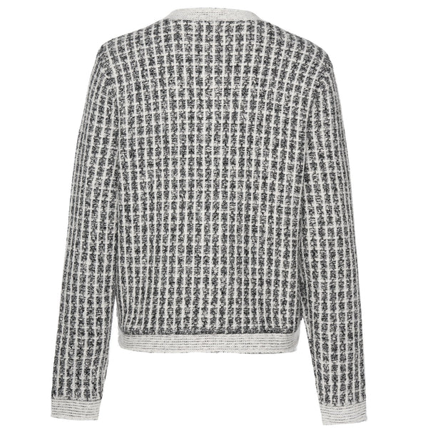 Women’s Cotton-Blend Knit Cardigan - White Check | Winter Layering ...