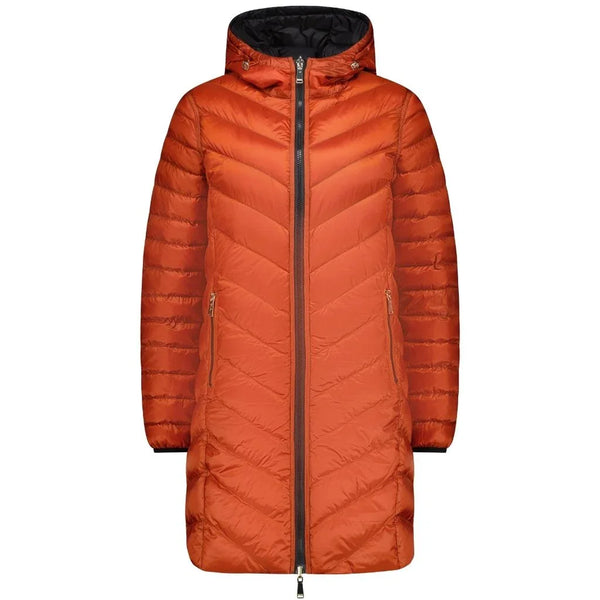 Arnie Women's Reversible 90/10 Down Coat | Black / Intense Rust | Black ...