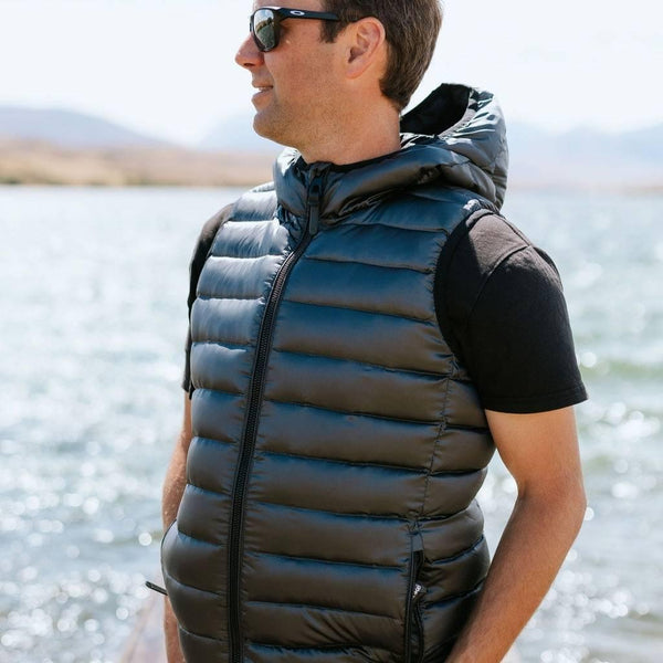 C.J Men's 90/10 Packable Down Vest | Slate | Black - Moke Apparel